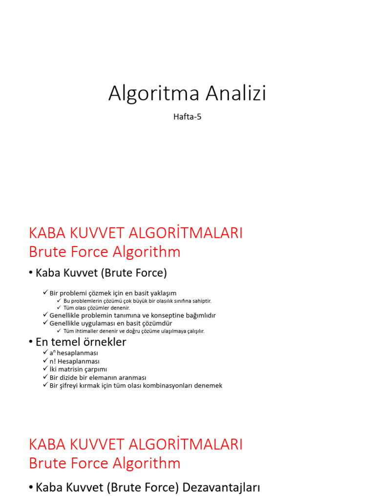 Algoritma Analizi Hafta 5 | PDF