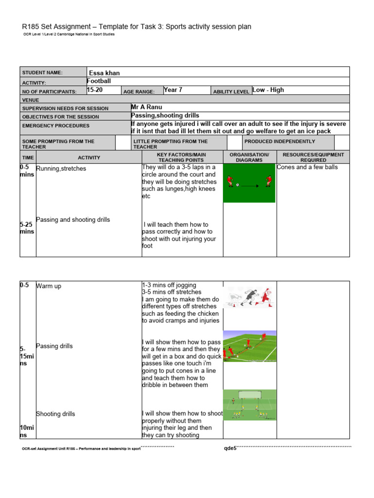 Sports Activity Session Plan (R185) | PDF
