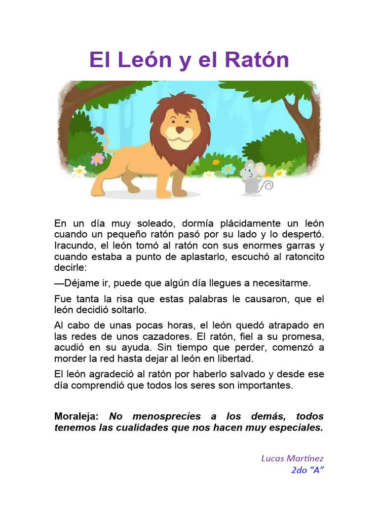 La Fábula del León y el Ratón | PDF