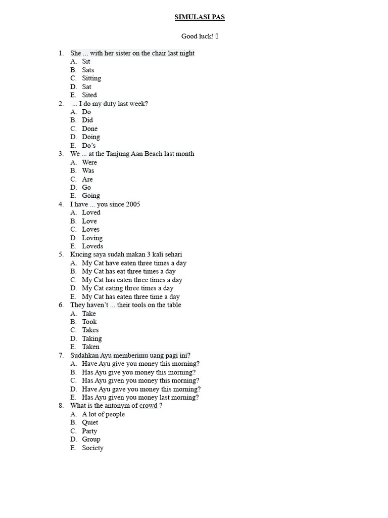 Simulasi Soal | PDF | Indonesian People | Linguistics