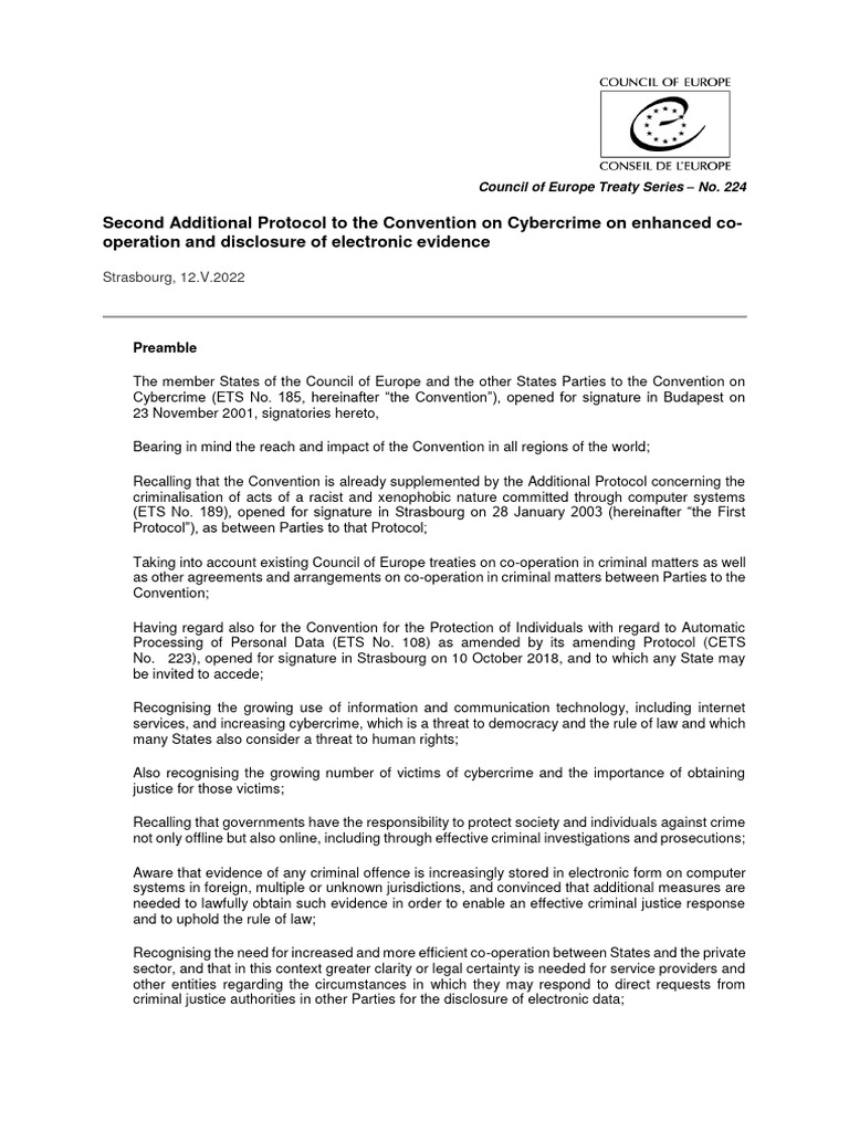 Second Additional Protocol to the Budapest Convention - EnG | PDF ...