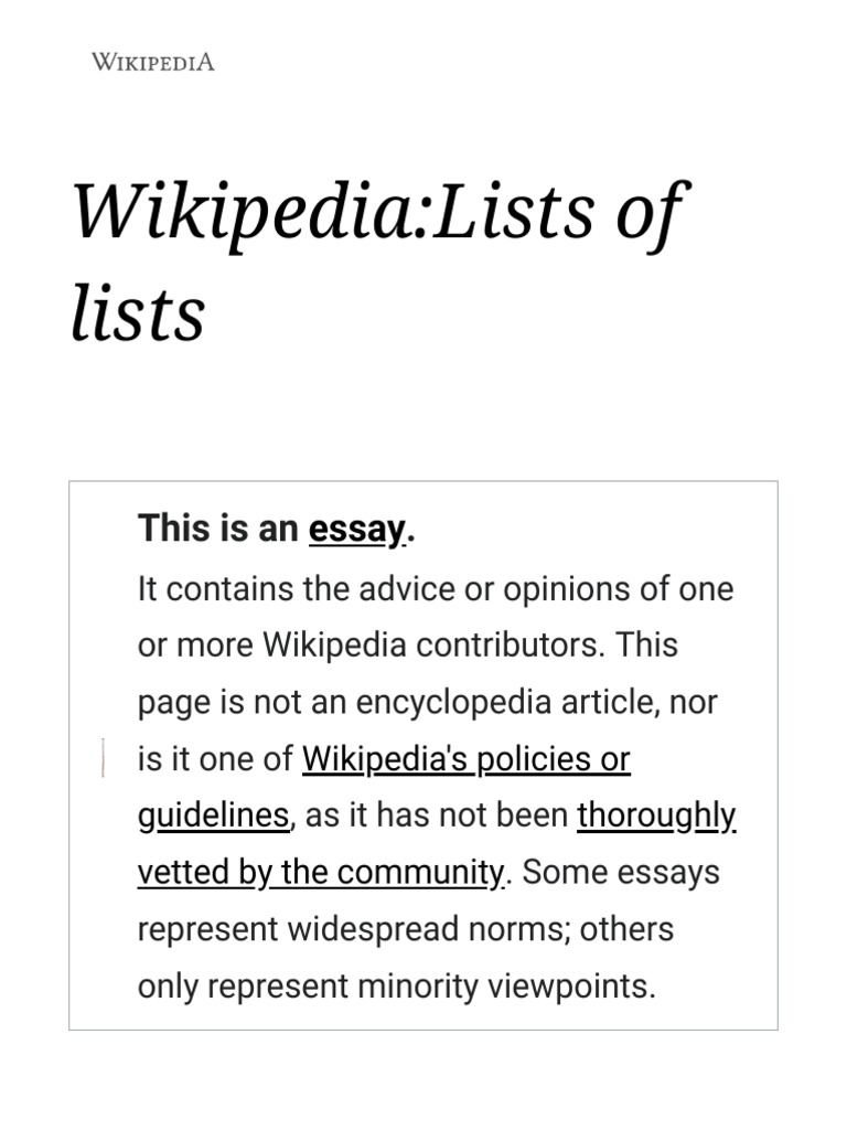 Guide to Wikipedia List-of-Lists | PDF | Wikipedia | Gross Domestic Product