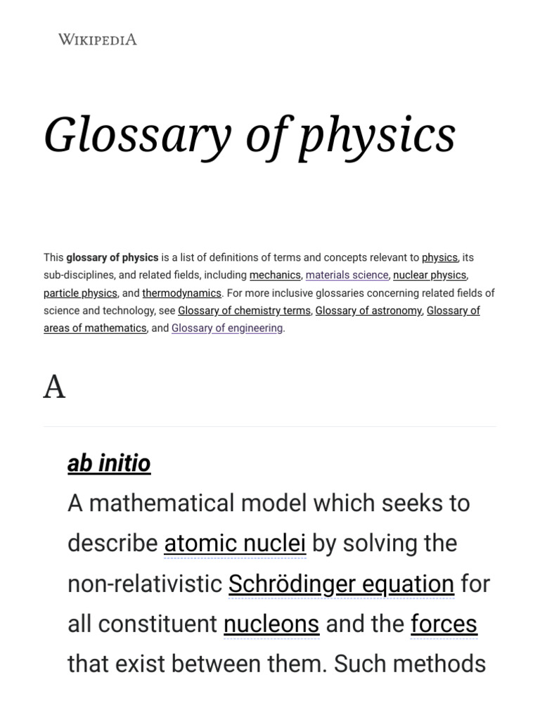 Glossary of Physics - Wikipedia | PDF | Electricity | Capacitance