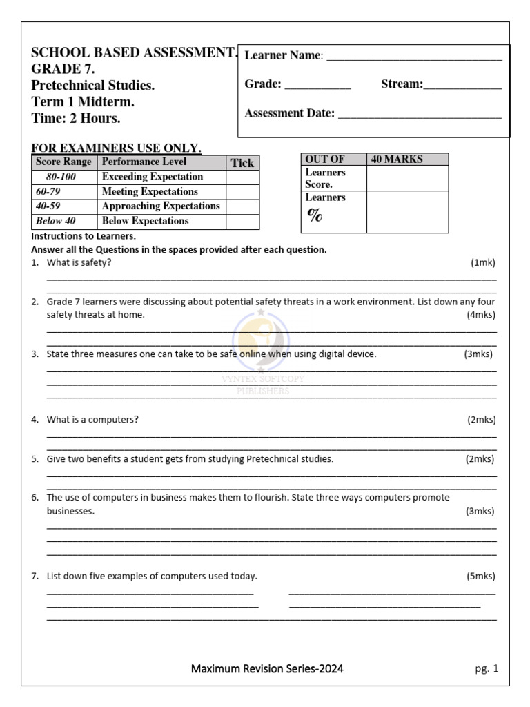 g7 t1 Pretechnical Studies Midterm | PDF