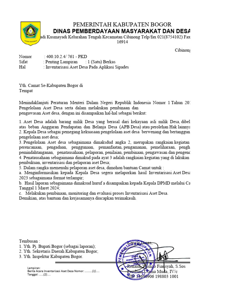 Inventarisasi Aset Desa di Bogor | PDF