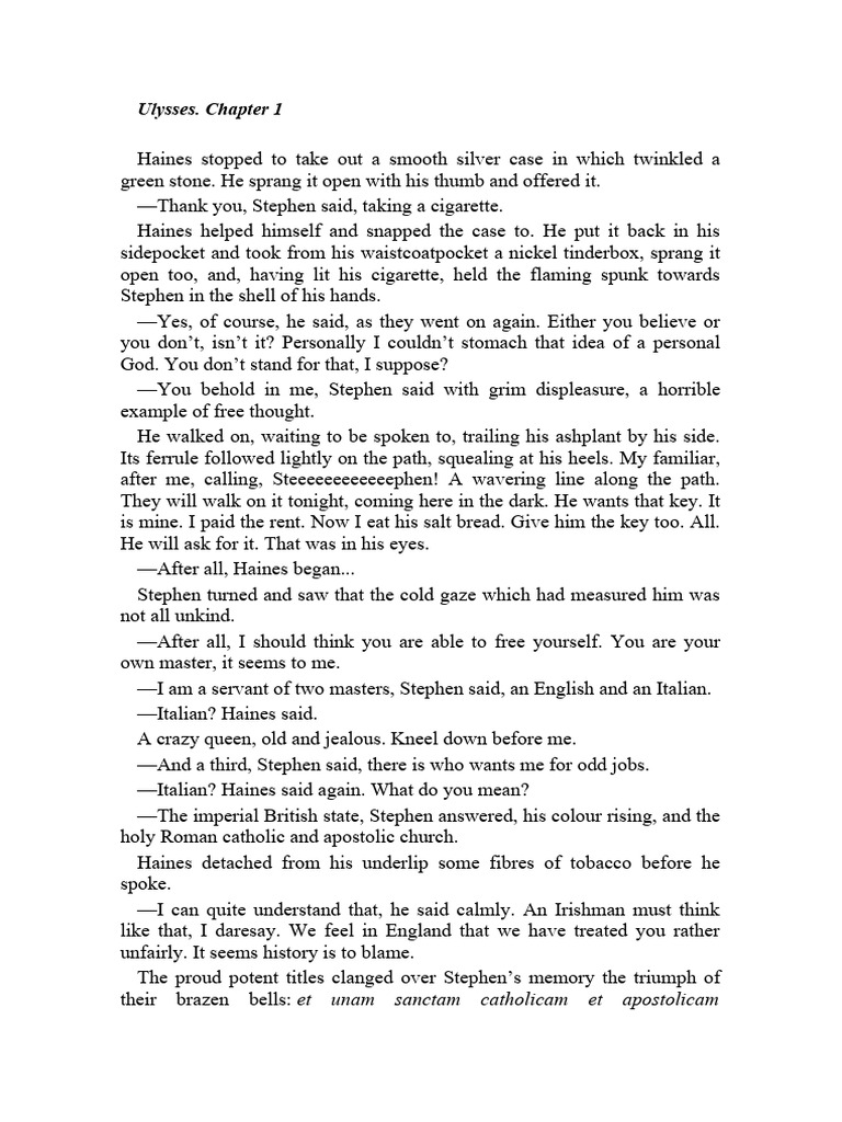 Ulysses Chapter 1 Frangmento 2 | PDF | Religion & Spirituality