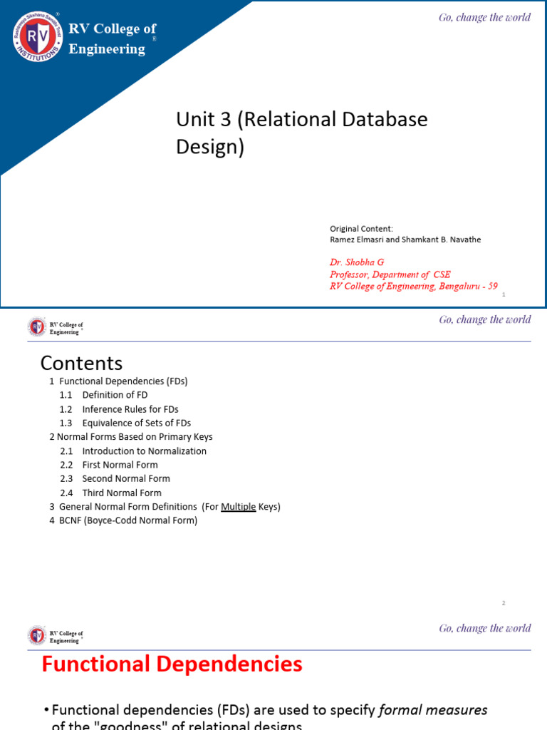 Unit 3 Relational Database Design | PDF | Computer Data | Software Design