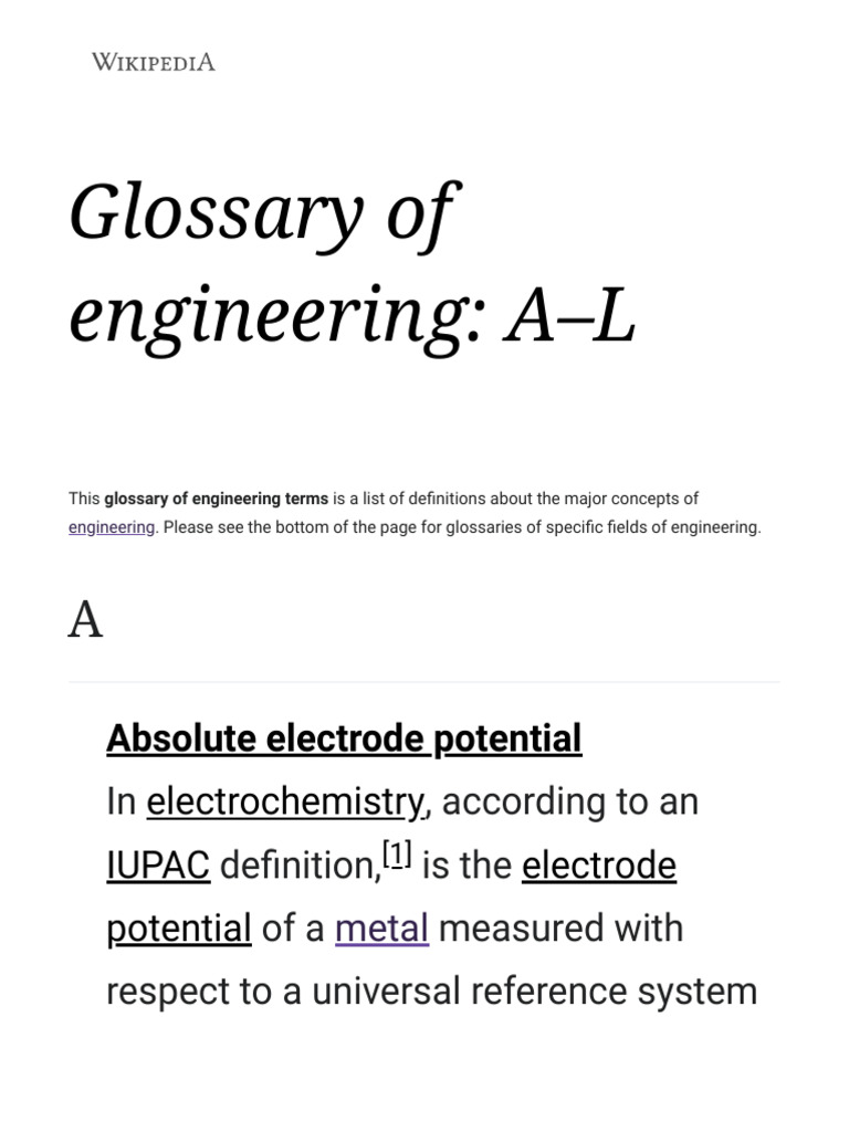Glossary of Engineering_ a–L - Wikipedia | PDF | Chemistry | Chemical Bond