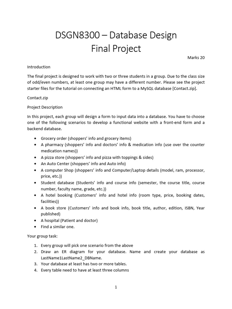 Database Design Final Project Guide | PDF | Databases | Table (Database)