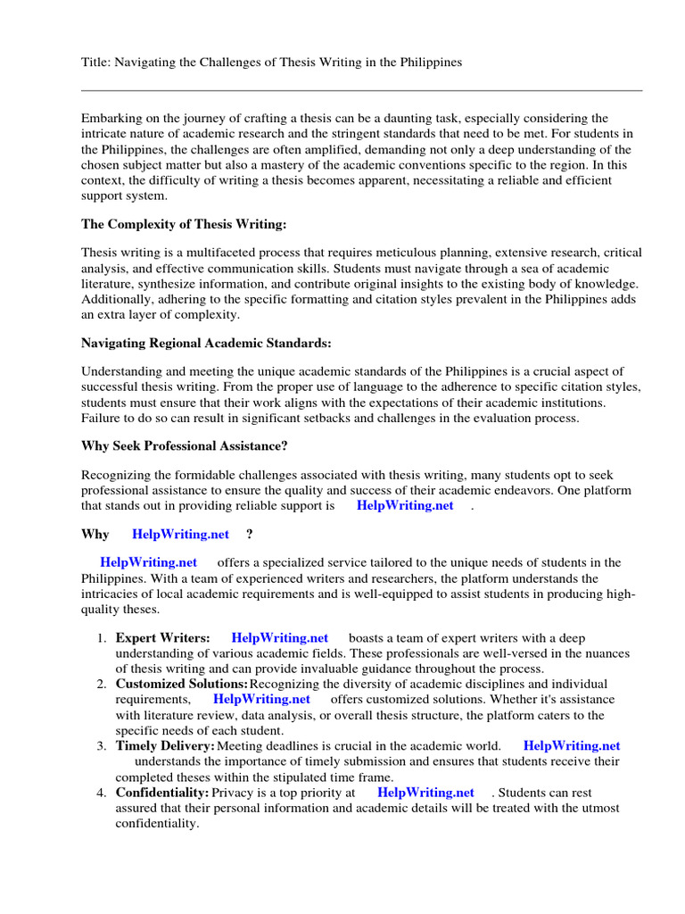 Philippines Thesis Sample | Download Free PDF | Tagalog Language | Thesis