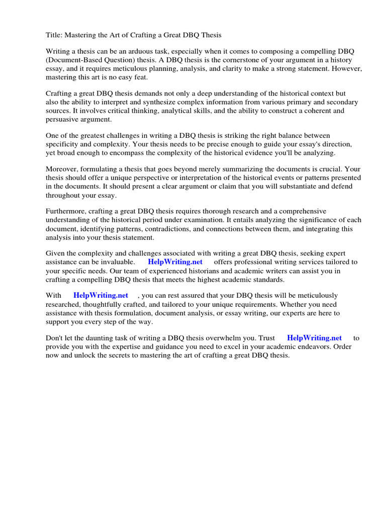 Crafting a Strong DBQ Thesis Statement | PDF | Essays | Thesis