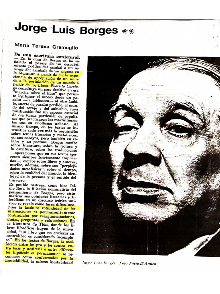 Gramuglio Sobre Borges - Monografía 2 | PDF