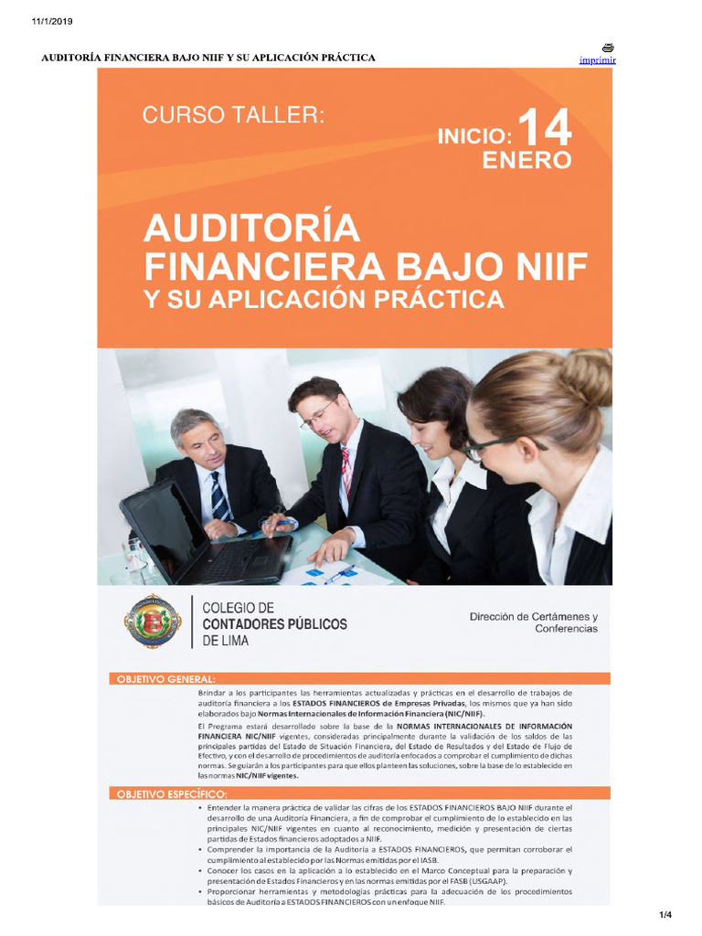 Auditoria Financiera Bajo NIIF - CCPL | PDF