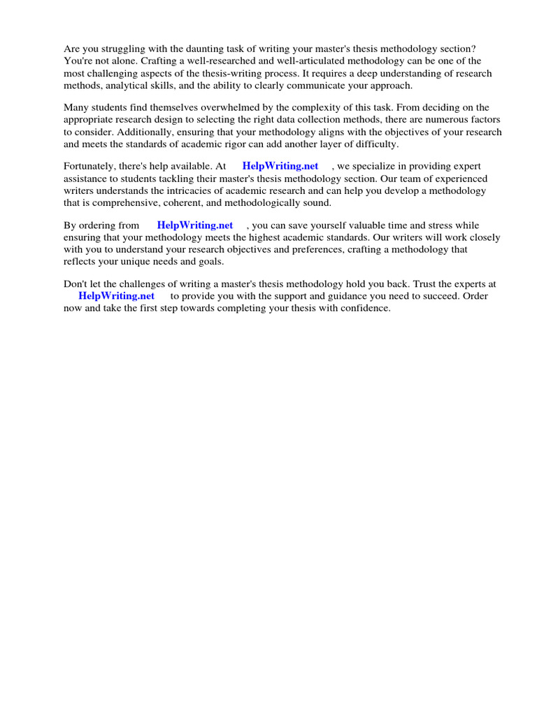 Master Thesis Methodology Examples | PDF | Methodology | Thesis