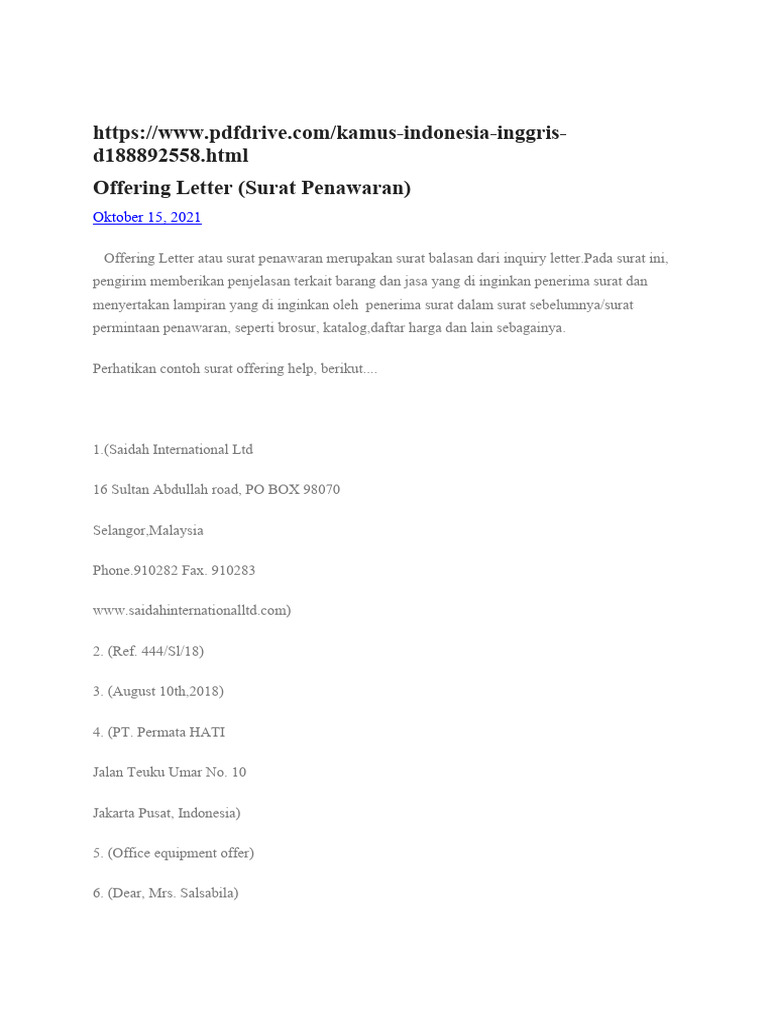 Offering Letter | PDF