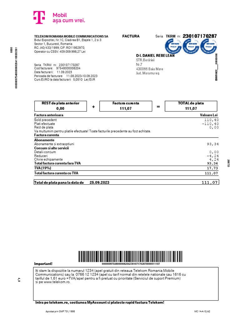 Telekom Invoice Summary | PDF