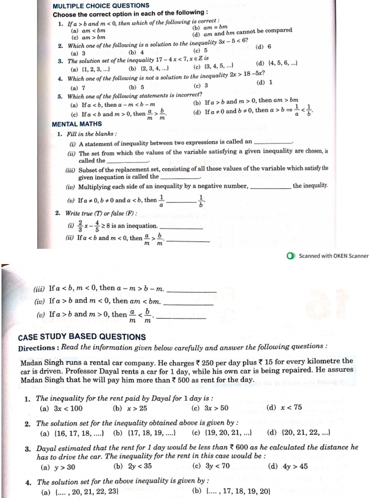 Class 7 Inequality | PDF