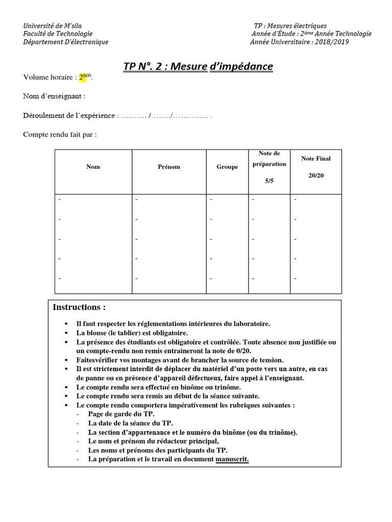 TP_02_Mesure dImpédance | PDF