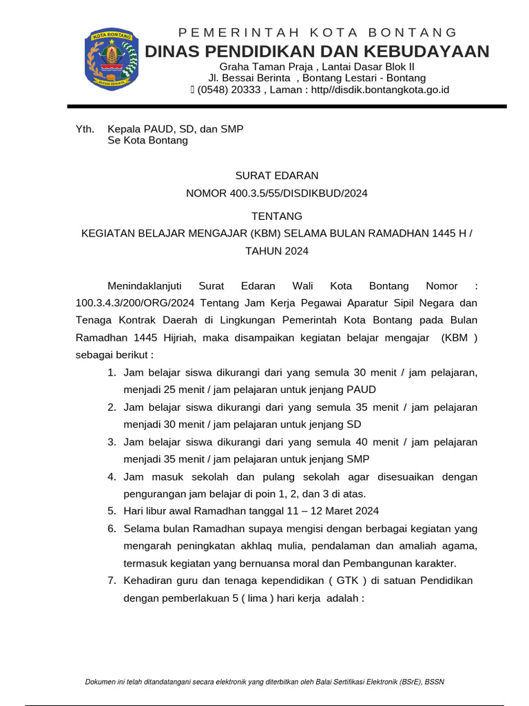 Surat Edaran Ramadhan | PDF