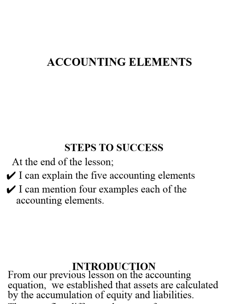 Accounting Elements | PDF | Loans | Expense