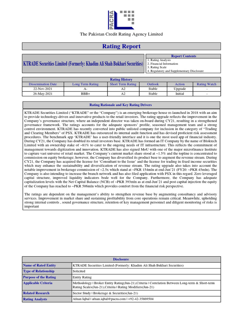 Rating Report | PDF | Credit Rating | Credit