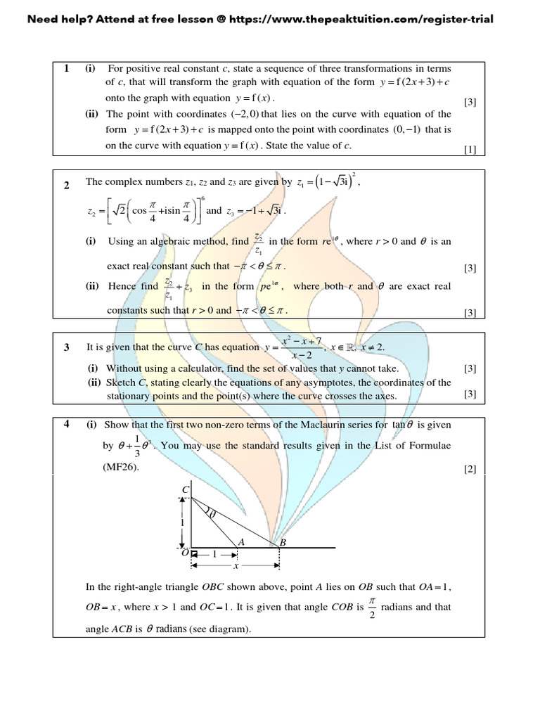 ASR H2 Math P1 Qns | PDF | Equations | Cartesian Coordinate System