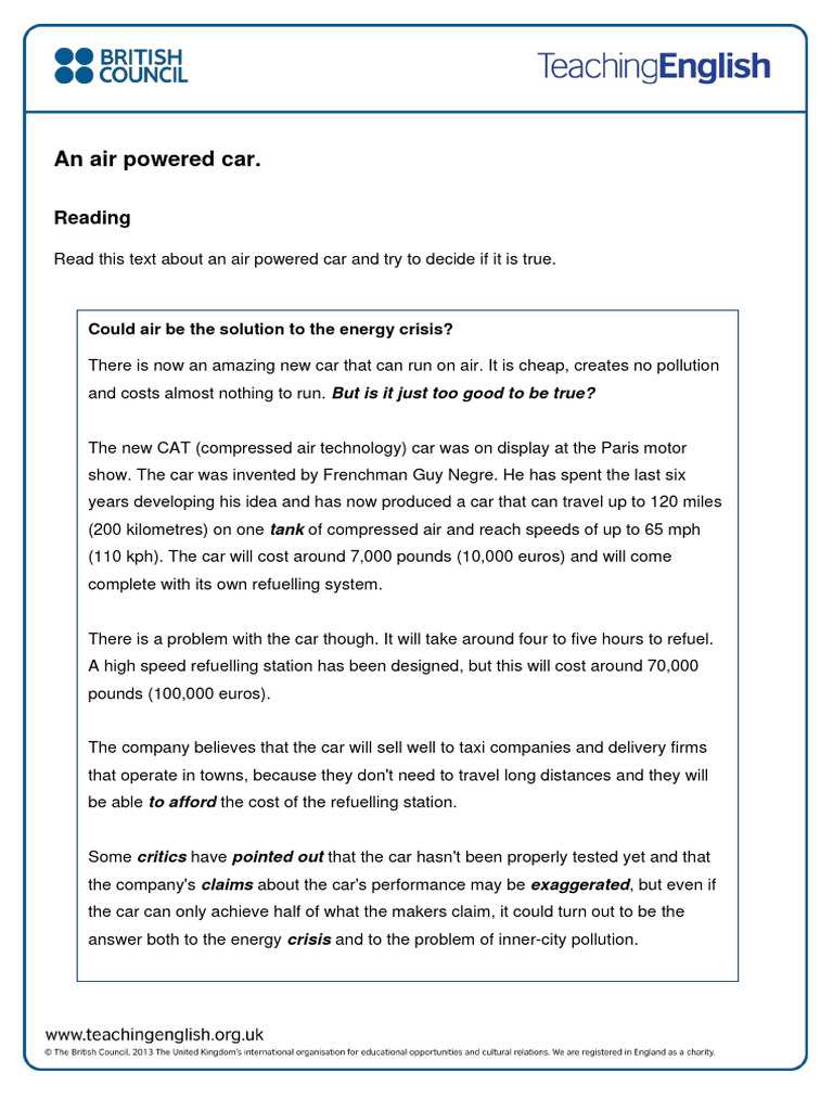 Air powered car student worksheet | PDF | Car | Transport