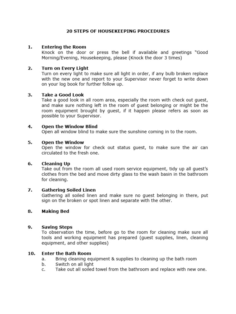 20 Step Procedures | PDF | Bathroom | Home