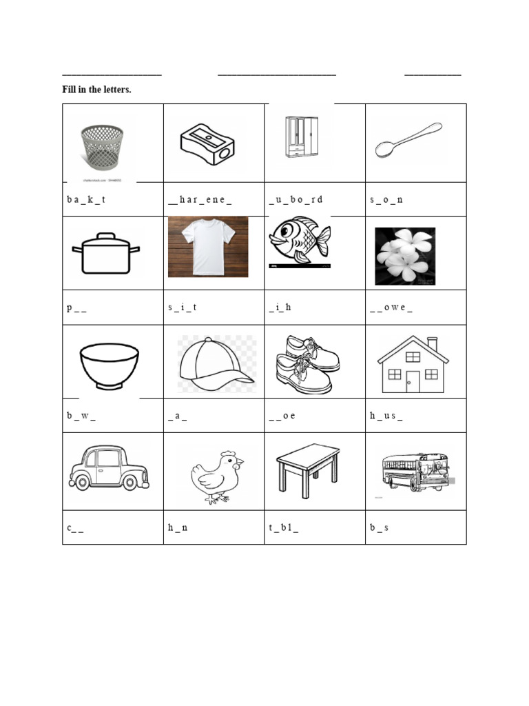 Fill in The Letters For Nouns | PDF