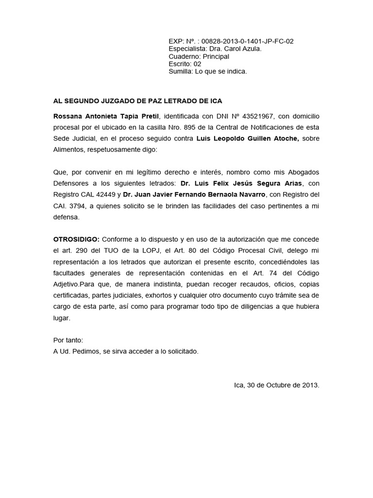 Nombra Abogado - Alimentos | PDF Nombra Abogado - Alimentos | PDF