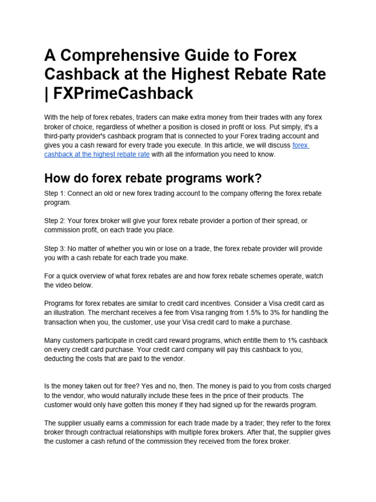 A Comprehensive Guide To Forex Cashback at The Highest Rebate Rate ...