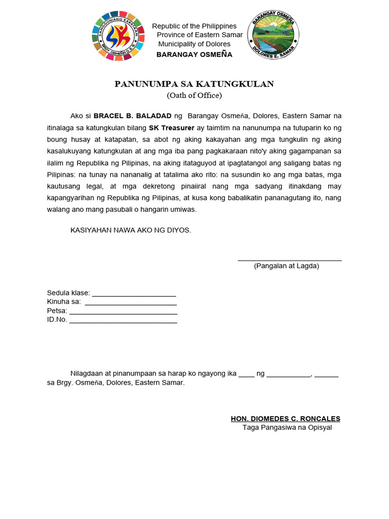 Panunumpa-Sa-Katungkulan Print | PDF