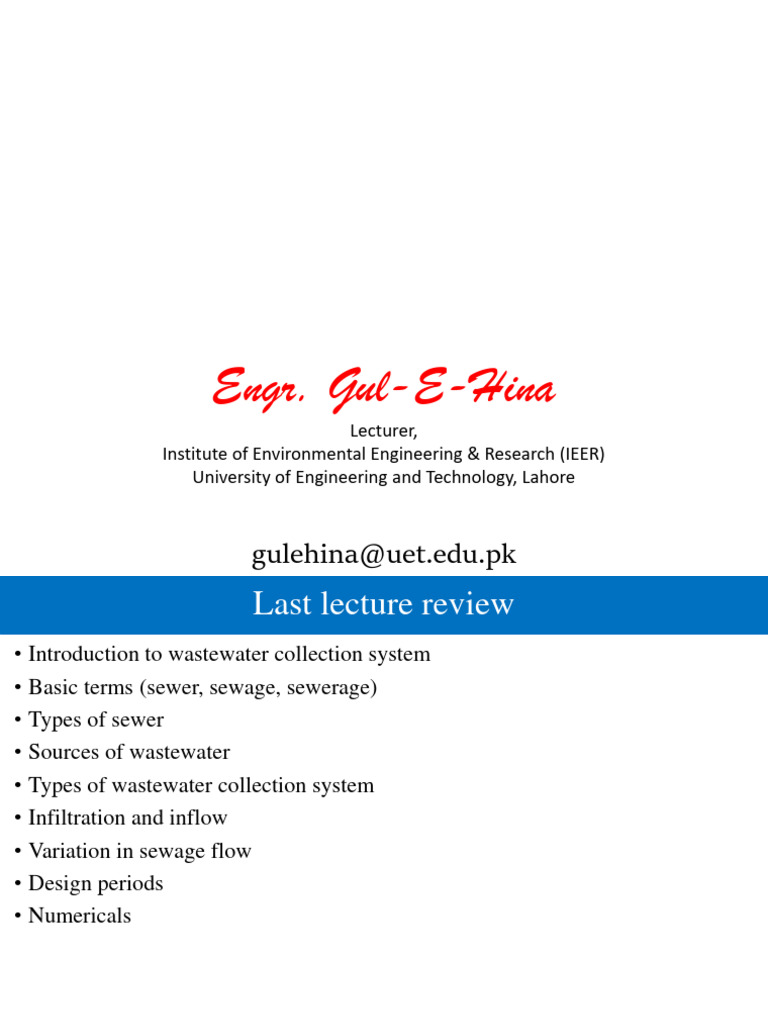 7-Design of Sewage System-Lec 7 - Wk6-GeH | PDF | Sanitary Sewer | Sewage