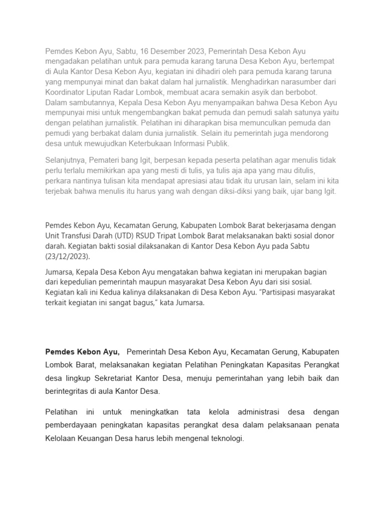 BERITA Pemdes Kebon Ayu | PDF | Ilmu Sosial