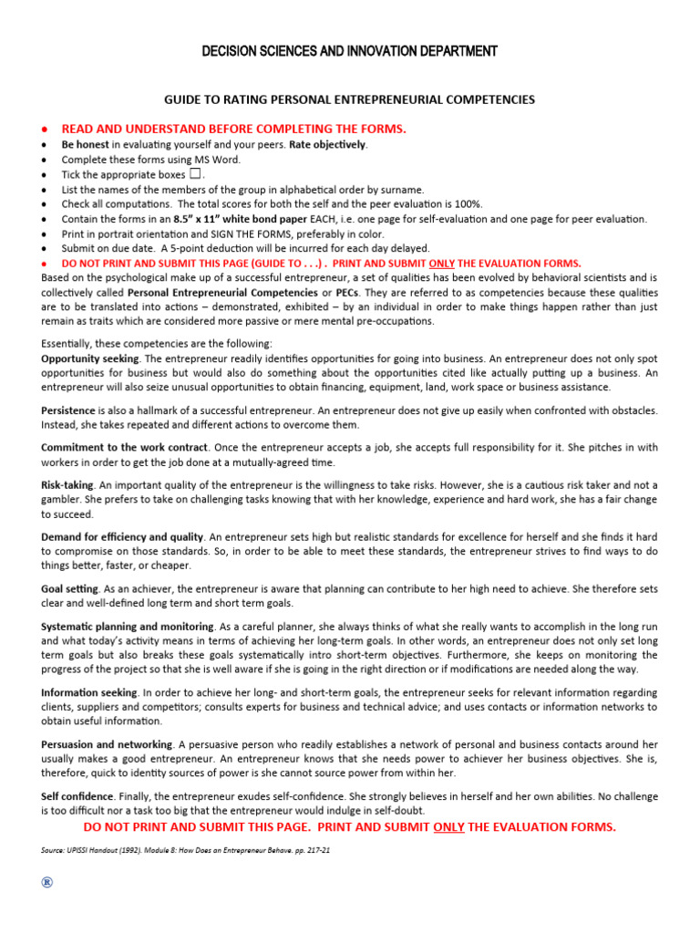 Peer Evaluation Form Generic | PDF | Entrepreneurship | Goal