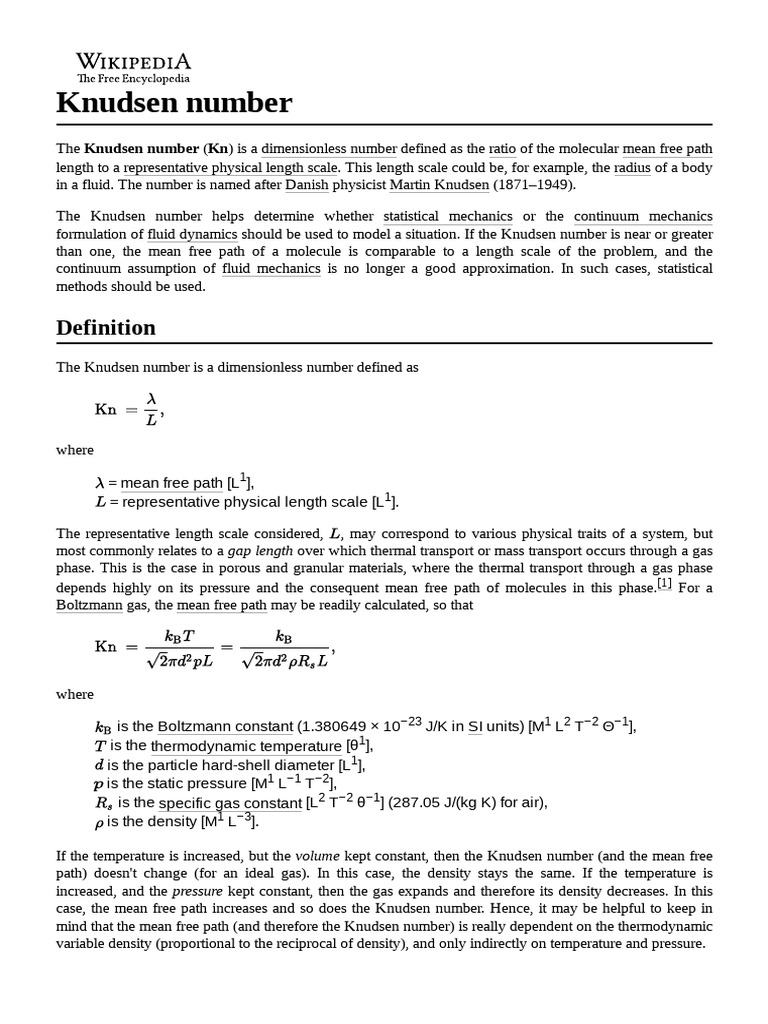 Knudsen Number | PDF | Physical Chemistry | Soft Matter