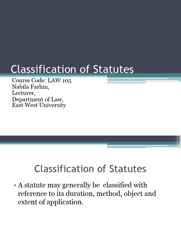 Classification of Statutes (Interpretation) | PDF | Repeal | Common Law