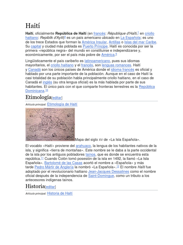 Historia y etimología de Haití | PDF | Haití | Clima