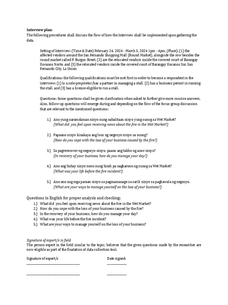 Data Collection Tool Plan - Questionnaire (For Checking) | PDF