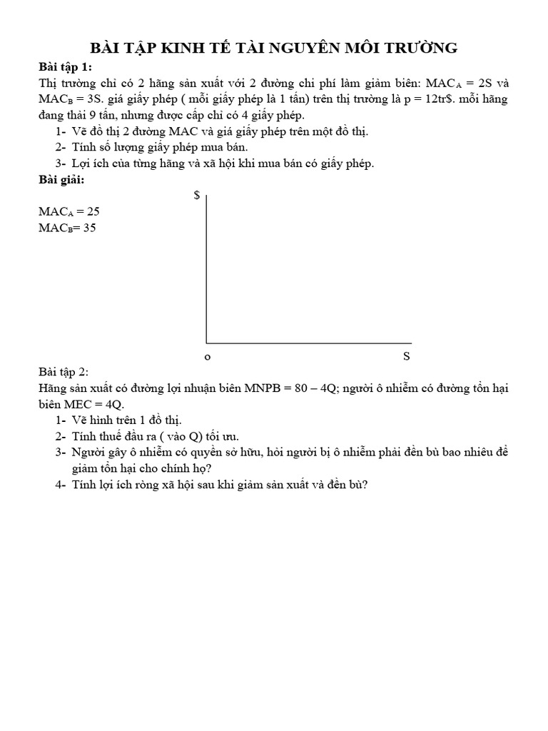 Bai Tap Kinh Te Moi Truong Co Dap An | PDF