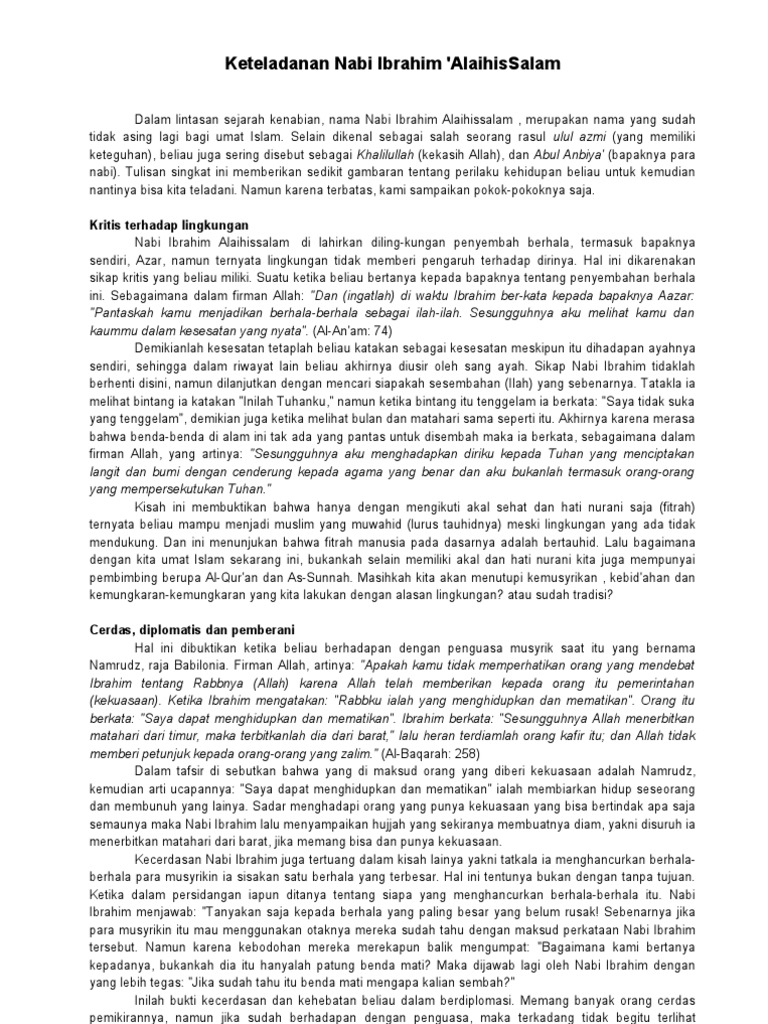 Keteladanan Nabi Ibrahim | PDF