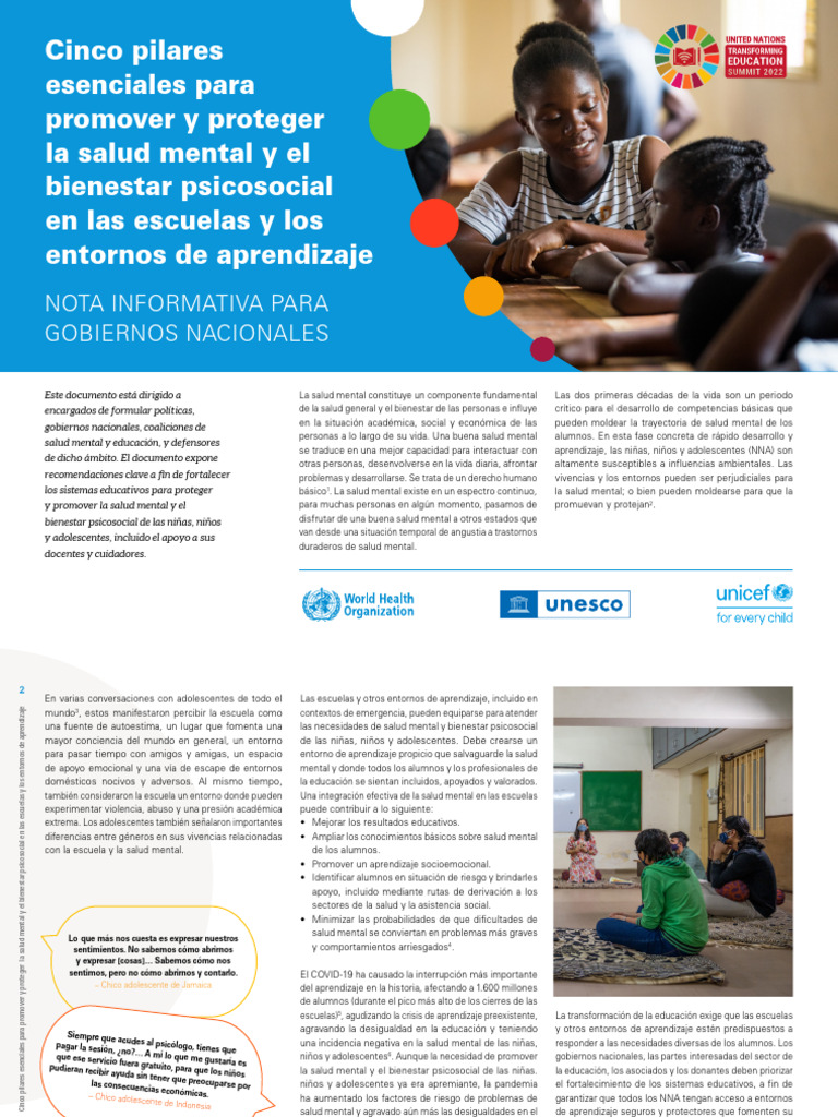 Mód 1 - Docs (Pilares Promo y Proteger Salud Mental Escolar) | PDF | Salud mental | Aprendizaje