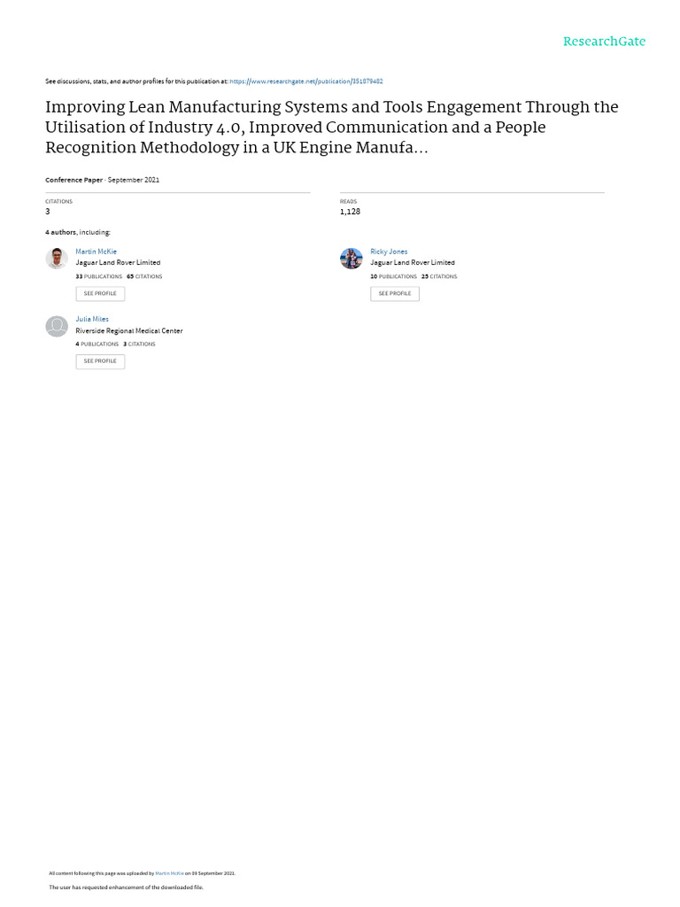 Lean Manufacturing Engagement in Industry 4.0 | PDF | Lean Manufacturing