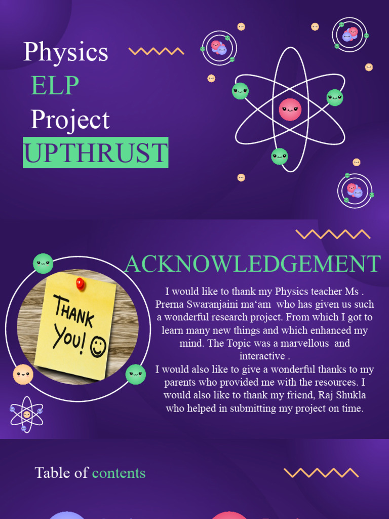 Physics ELP 9th Project UPTHRUST | Download Free PDF | Buoyancy | Fluid Mechanics