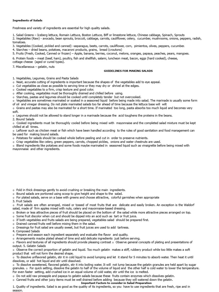 Lesson Preparing Salad Tle 9 | Download Free PDF | Salad | Cooking Oil