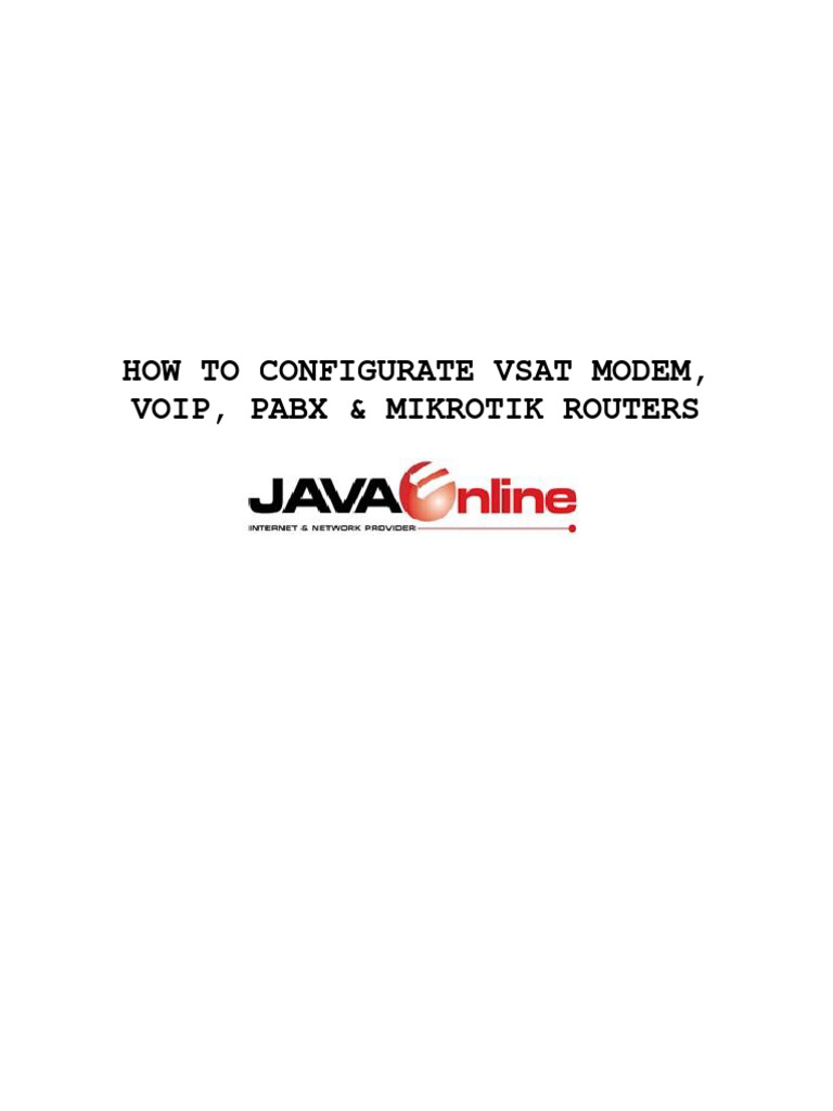Manual Vsat Modem, Voip, Pabx & Mikrotik Routers Jo-jsr | PDF | Very ...