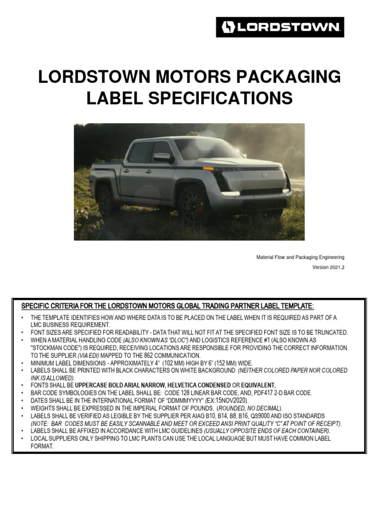 DD-LMC Packaging Label Specifications Version 2021.2 | Download Free ...