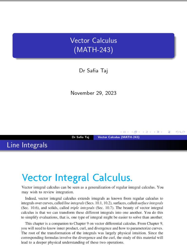 Line Integrals in Vector Calculus | PDF
