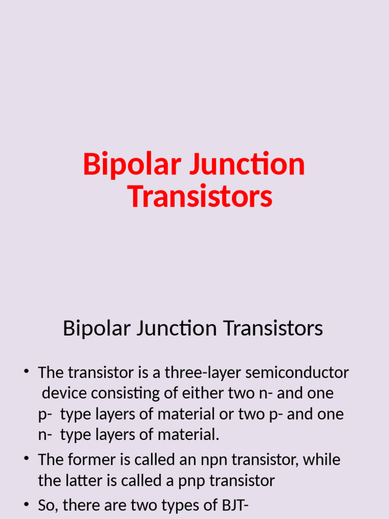 Bipolar Junction Transistors | PDF | Bipolar Junction Transistor | P–N Junction