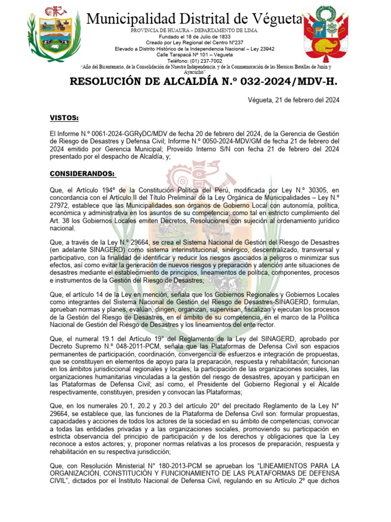 Resolucion de Alcaldia 30 - 2024 - GDC | PDF